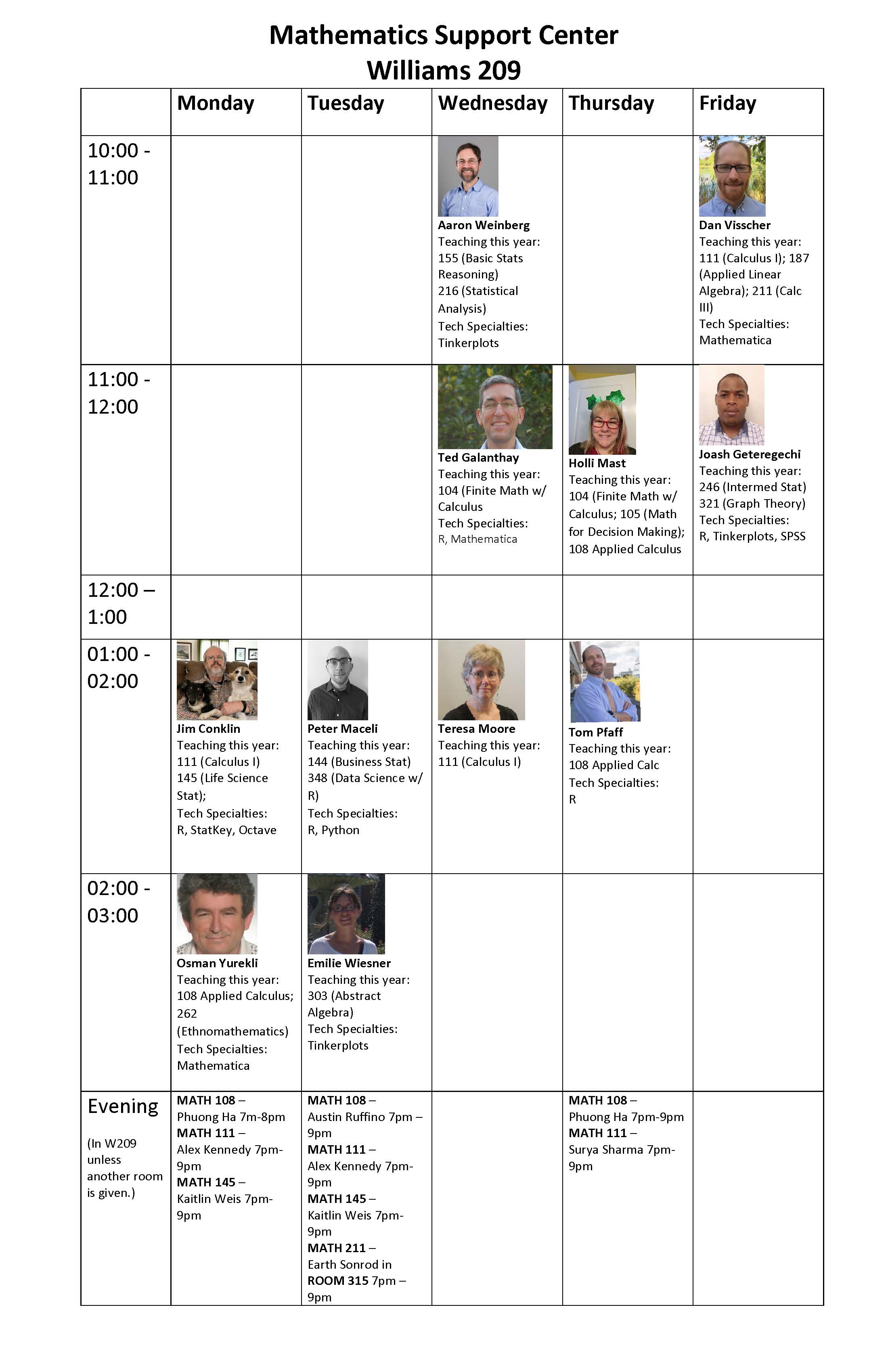 Mathematics Support Center | Mathematics Department | Ithaca College