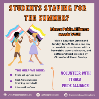 Volunteer at Ithaca Pride this summer! | Ithaca College