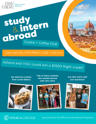 Cookie & Coffee chat with CEA CAPA Education Abroad - Win a $1,500 flight voucher! | Ithaca College