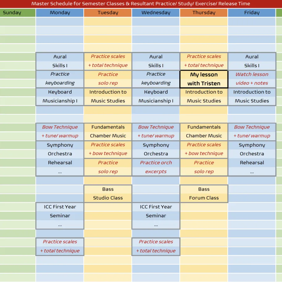 Mock First-Year Schedule | Ithaca College